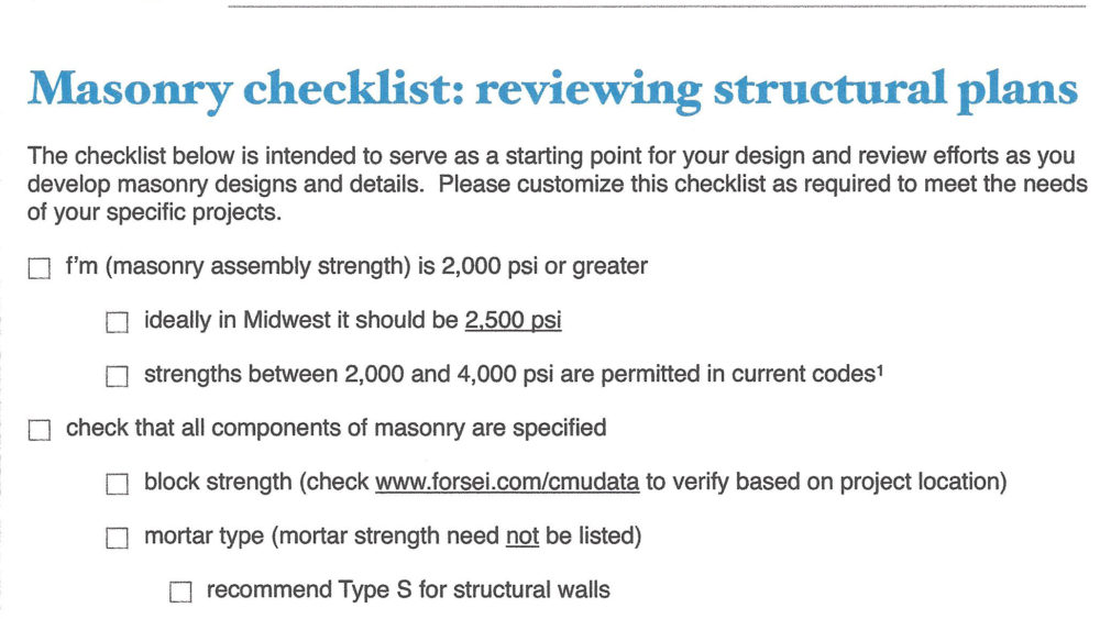 Masonry Checklist: Reviewing Structural Plans – MAC