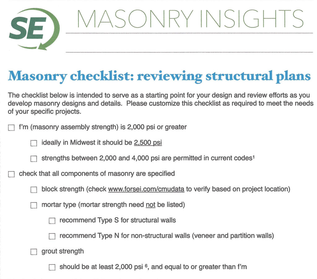 Masonry Checklist: Reviewing Structural Plans - MAC